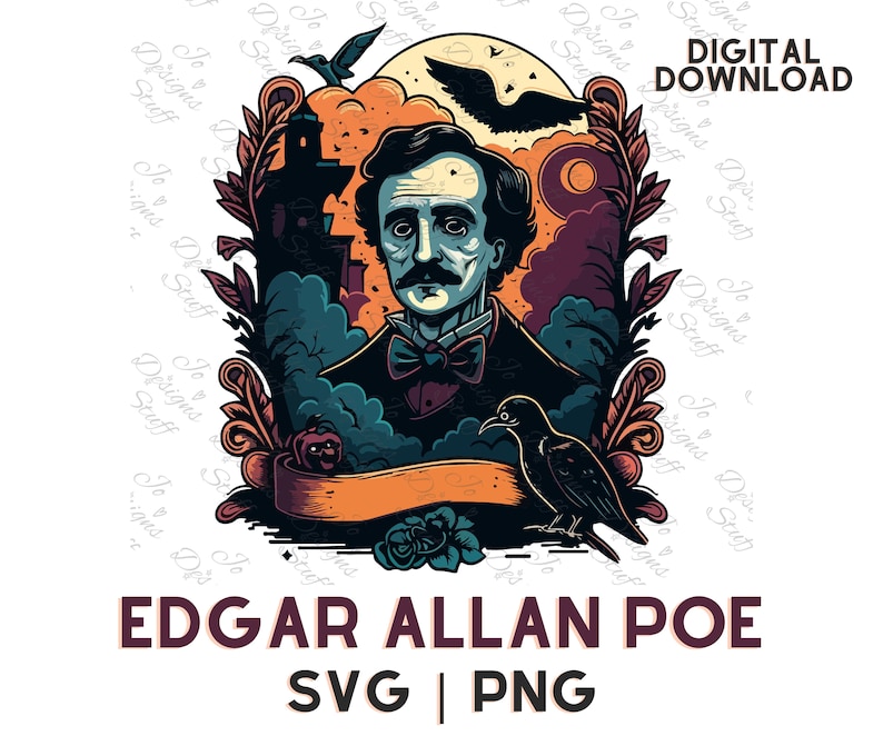 Edgar Allan Poe Logo Svg, Cartoon Edgar Allan Poe Clipart Vector With ...