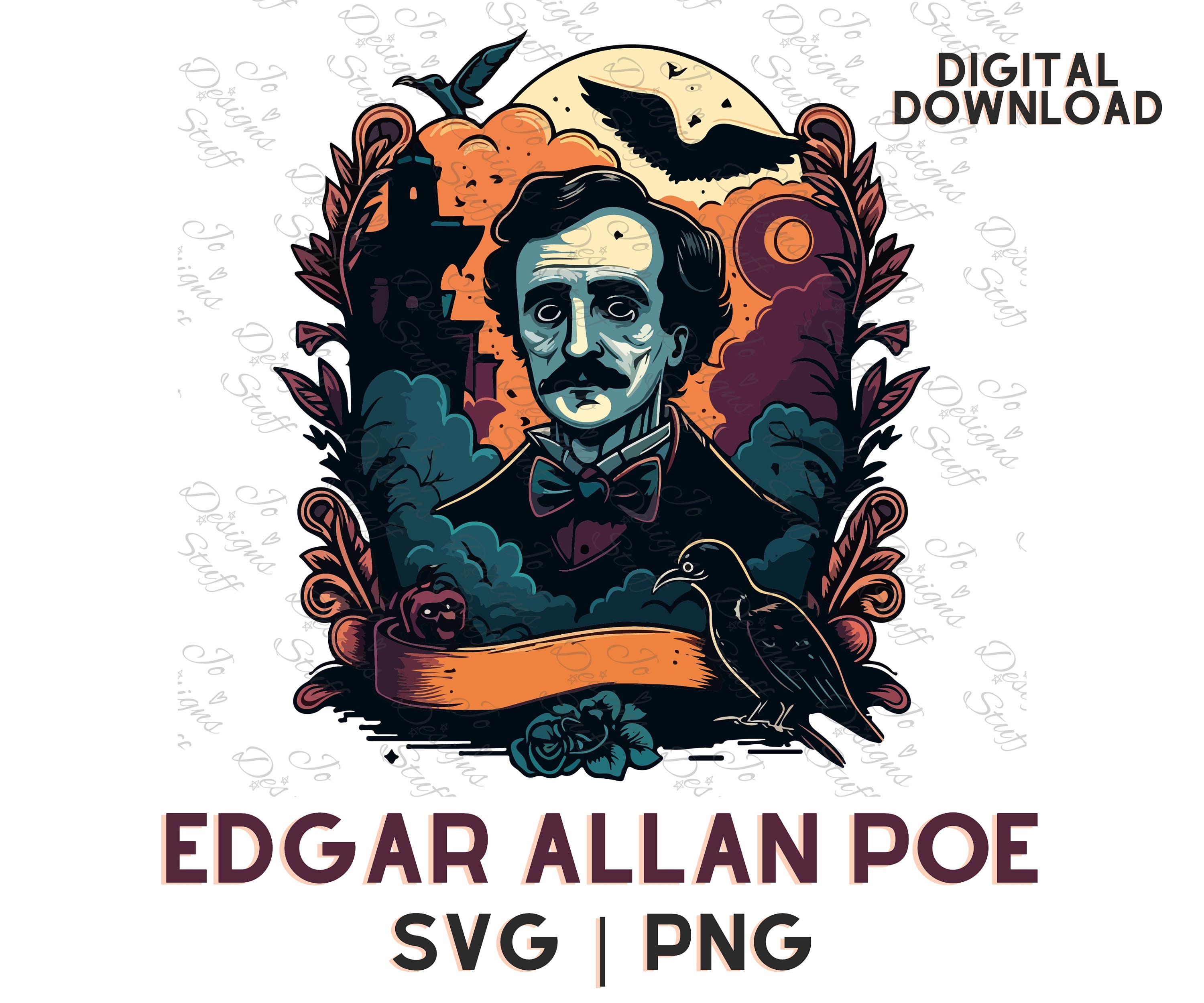 Edgar Allan Poe Logo Svg, Cartoon Edgar Allan Poe Clipart Vector With ...