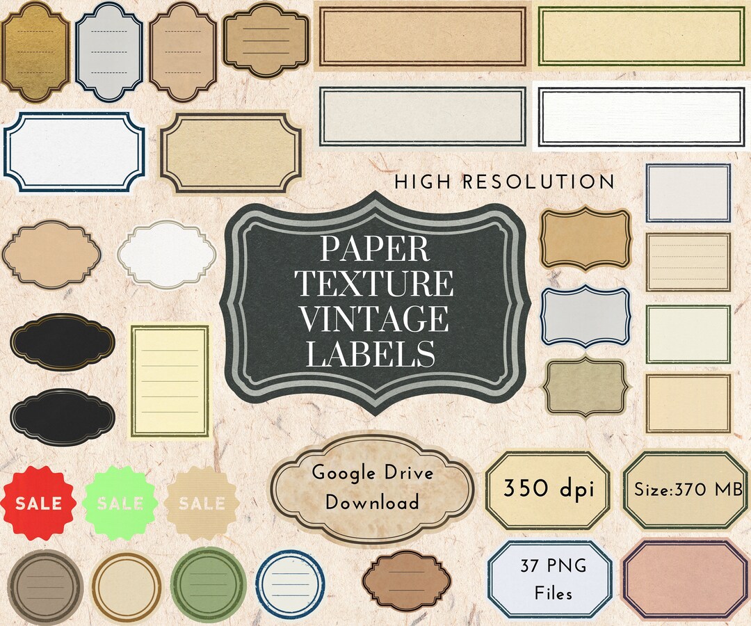 Vintage Labels, Printable High Resolution Paper Texture Vintage Labels ...
