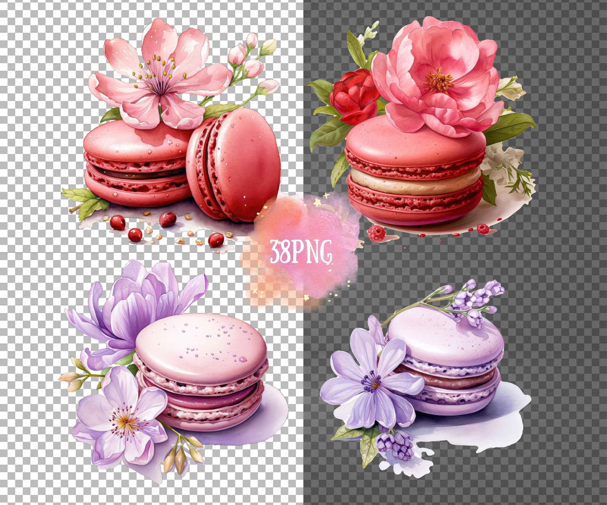 Watercolor French Macaron Clipart, Pastel Colors, Bakery Dessert With ...