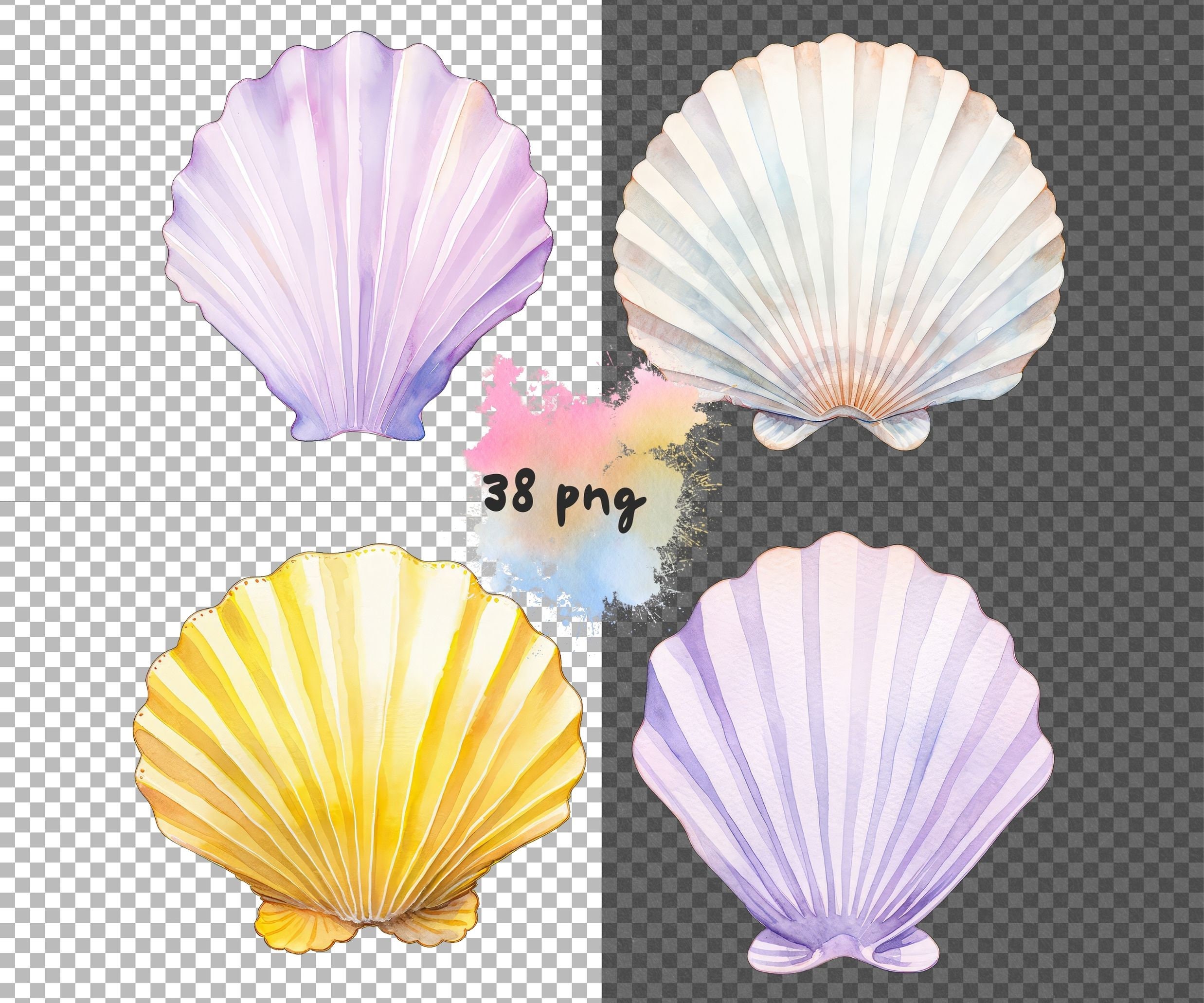 Watercolor Beach Treasures Clipart,sea Shells,sea Stars,corals ...