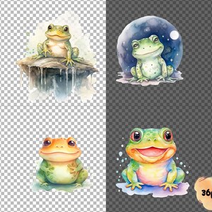 Whimsical Frog Clipart - Watercolor Baby Frogs PNG, Cute Amphibian ...