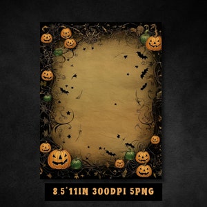 Junk Journal Papers: Vintage Halloween Themed Pages, Pumpkin and Skull ...