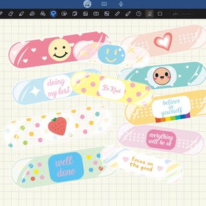 Pastel Bandage Clipart PNG Digital Download Cute Kawaii Bandaid ...