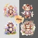 Chubby Monkeys Watercolor Clipart - Cute Kawaii Cartoon Monkeys, Baby ...