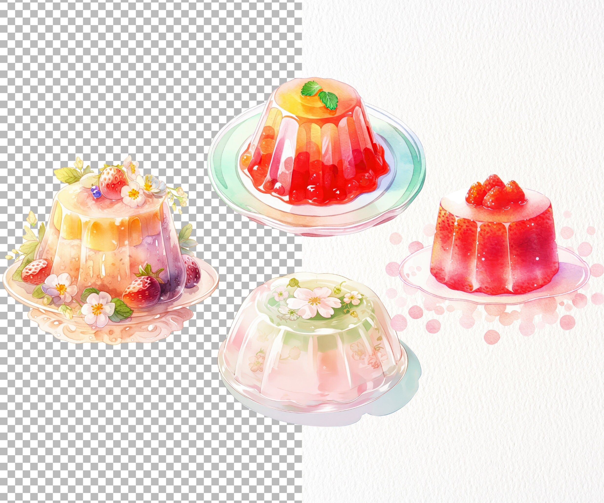 Jello Cliparts, Cute Jelly Clipart,watercolor Jello,floral Jello,herbal ...