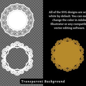 Round Lace Frame Clipart PNG SVG Bundle Doily Border Digital Download ...