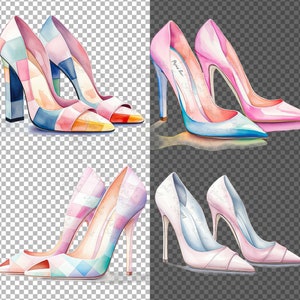 Watercolor High Heels Clipart, Colorful Womens Shoes, Bridal Shoes ...