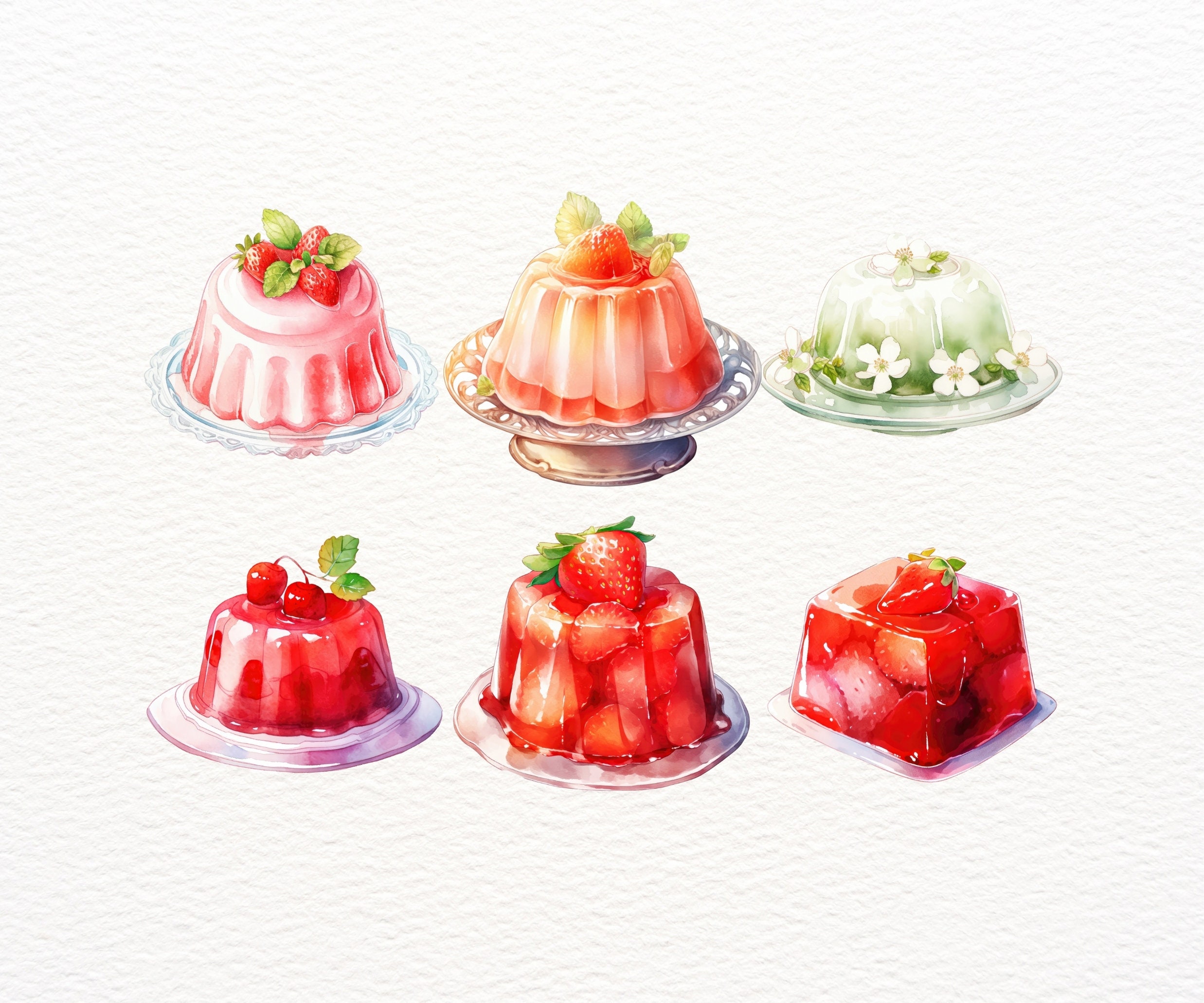 Jello Cliparts, Cute Jelly Clipart,watercolor Jello,floral Jello,herbal ...