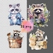 Chubby Raccoon Watercolor Clipart Cute Kawaii Cartoon Raccoons, Baby ...