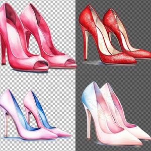 Watercolor High Heels Clipart, Colorful Womens Shoes, Bridal Shoes ...