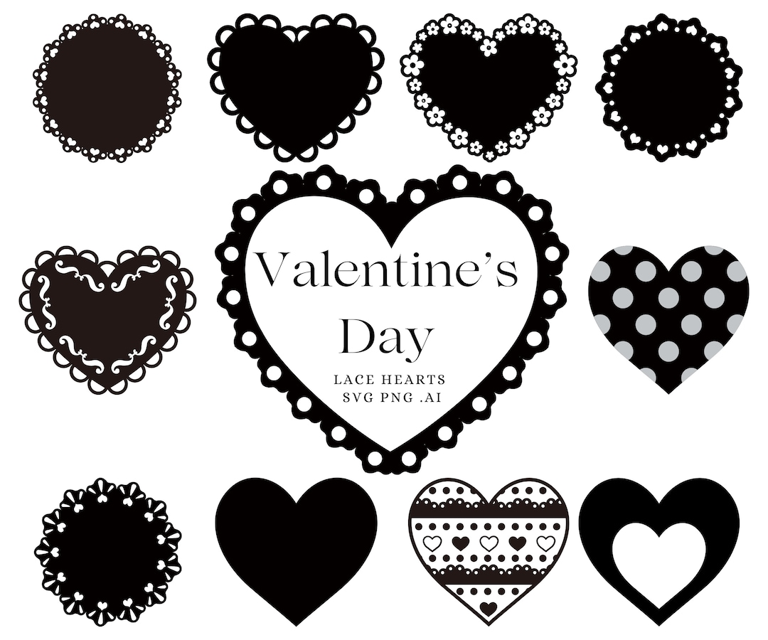 Fancy Heart Doily Love Valentine's Day Clipart, Printable Simple Lace ...