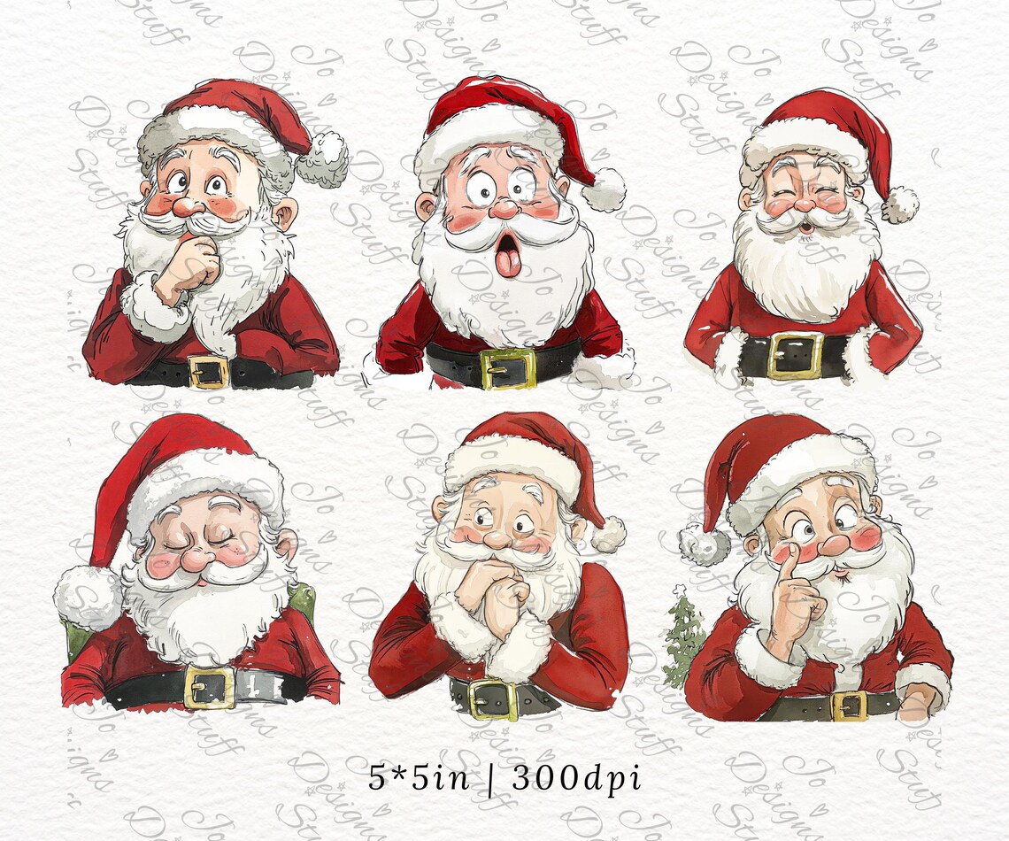 Funny Santa PNG Watercolor Clipart Quirky Santa Claus Face Art for ...