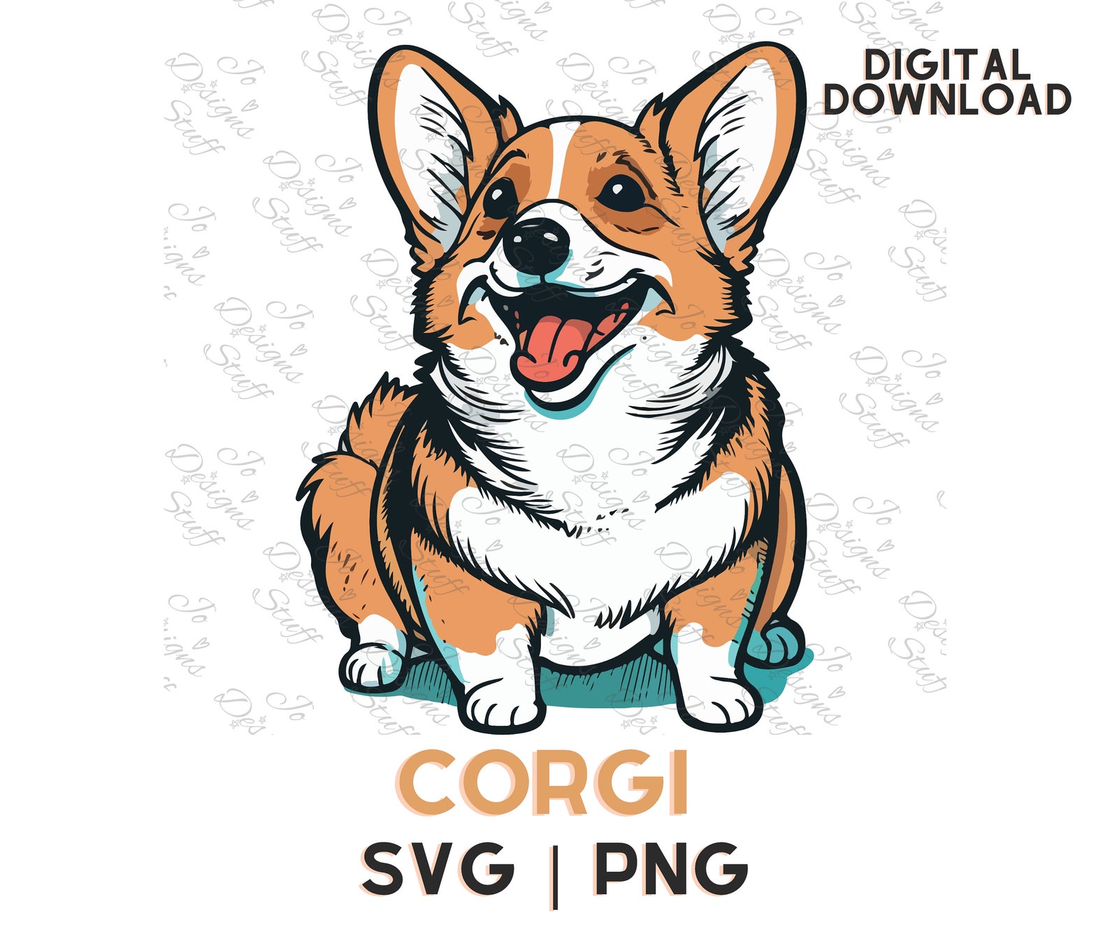 Cartoon Corgi Svg Instant Download, High Resolution Cartoon Corgi ...