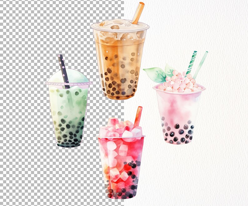 Kawaii Boba Tea Clipart Bundle, Bubble Tea Clipart, Sublimation ...