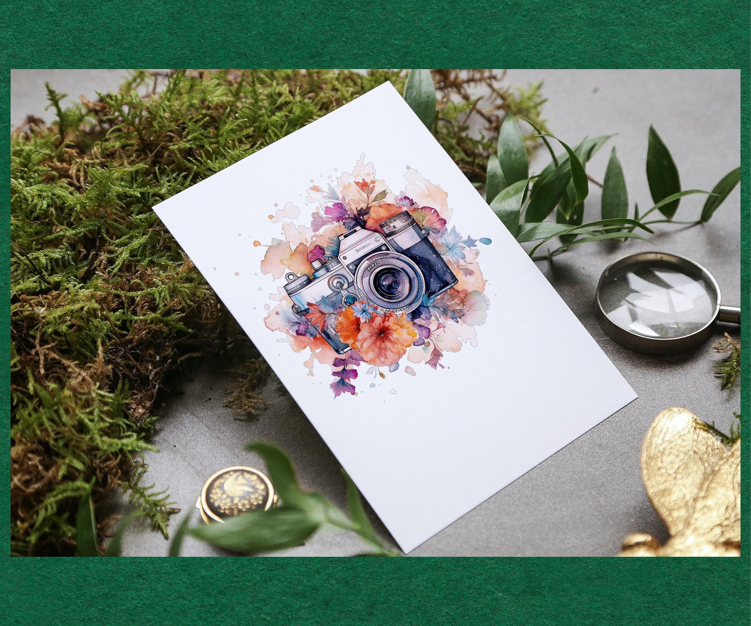 Watercolor Camera Clipart Set of 34 Pngs,vintage Cameras Adorned With ...