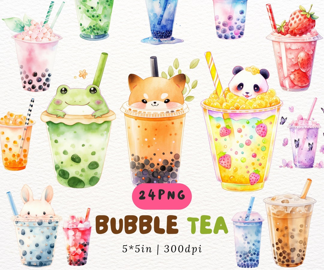 Kawaii Boba Tea Clipart Bundle, Bubble Tea Clipart, Sublimation ...
