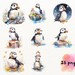 Chubby Puffin Watercolor Clipart Cute Kawaii Cartoon Puffins, Baby ...