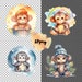 Chubby Monkeys Watercolor Clipart Cute Kawaii Cartoon Monkeys, Baby ...