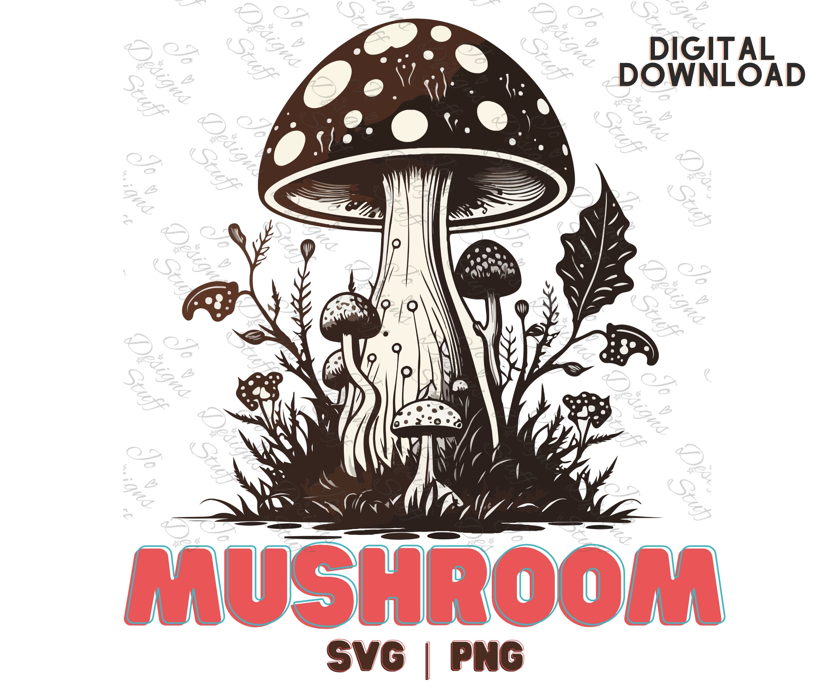 Mushroom Svg, Fungus Svg, Cartoon Mushroom Clipart, Mushroom Cut File ...