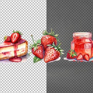 Strawberry Desserts Clipart Bundle - Summer Watercolor Sweet Food ...