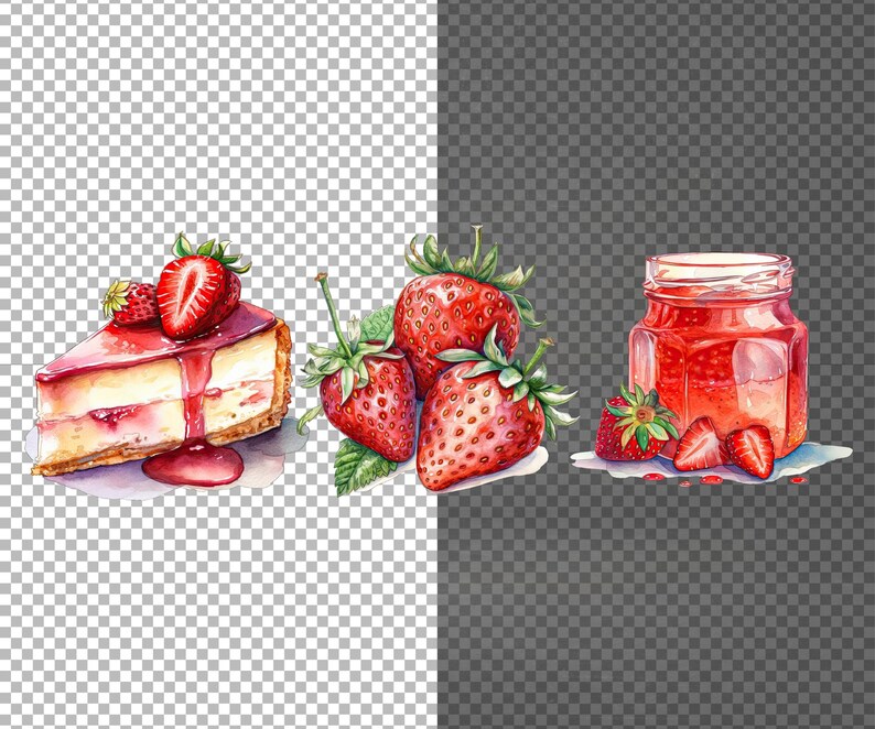 Strawberry Desserts Clipart Bundle - Summer Watercolor Sweet Food ...