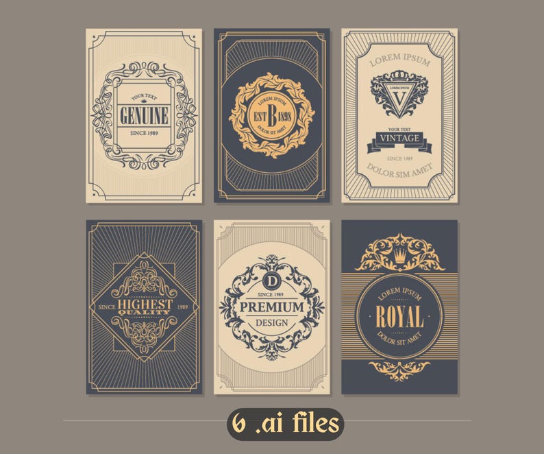Luxury Vintage Frame Clipart Bundle, 6AI Files, 36 Designs, With Ornate ...
