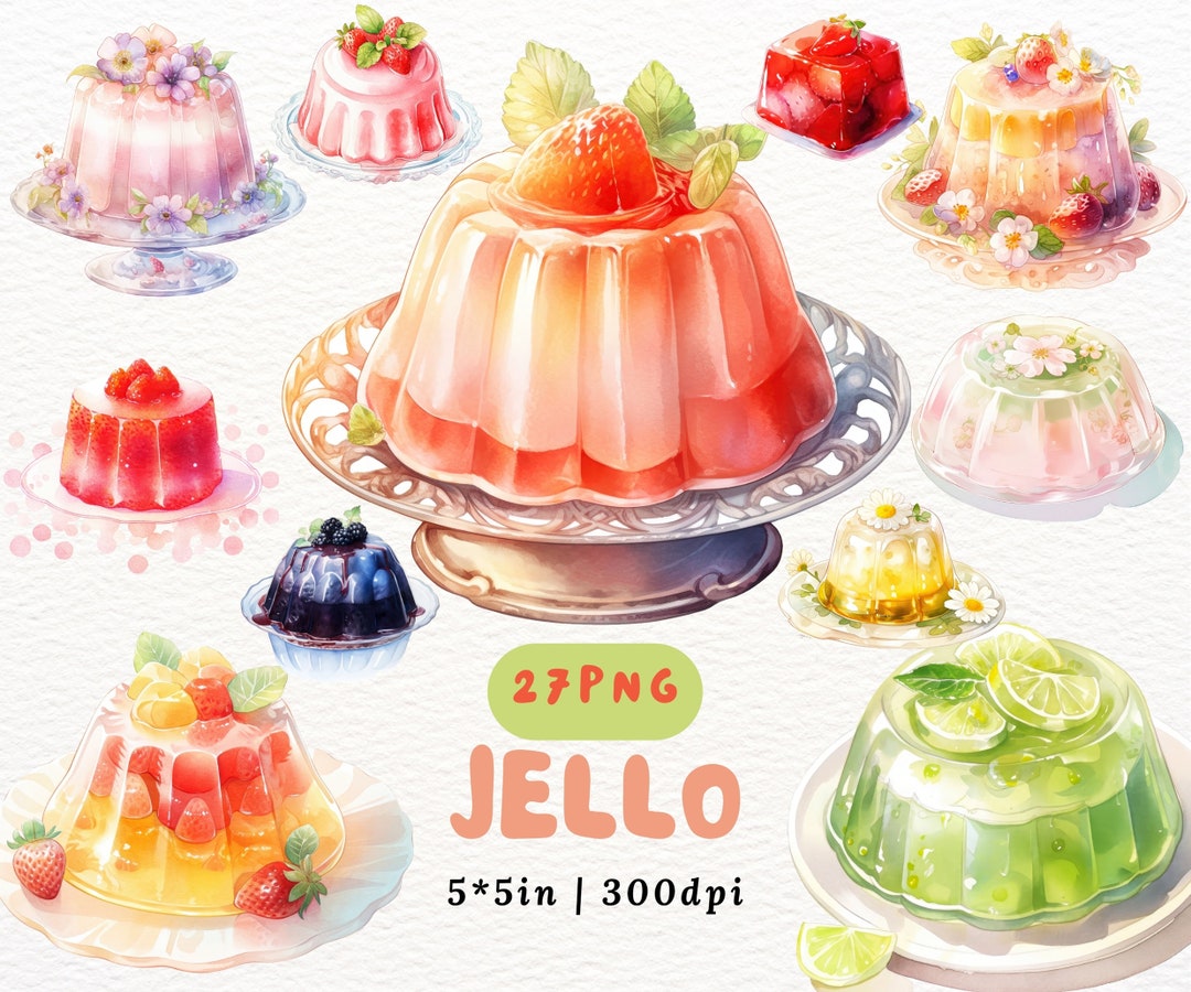 Jello Cliparts, Cute Jelly Clipart,watercolor Jello,floral Jello,herbal ...