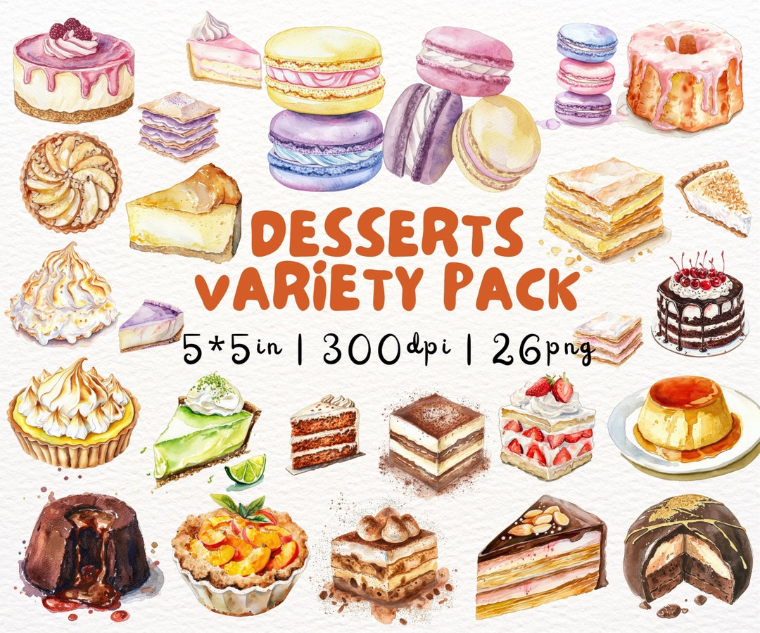 Dessert Clipart Bundle,high Quality Watercolor Dessert Illustration ...