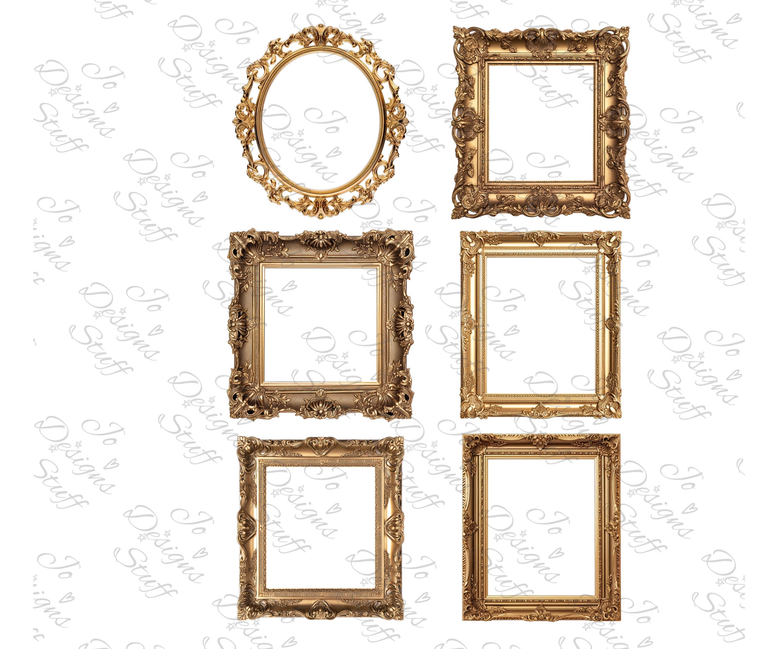 Antique Gold Frames - Fussy Cuts, Junk Journal, Scrapbook, Collage ...