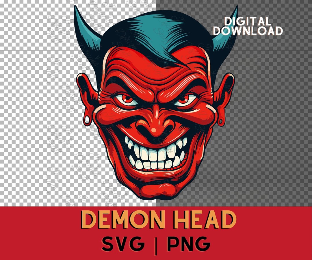 Demon Svg, Devil Head Svg,red Ghost Face Svg With Horns Creepy Portrait ...