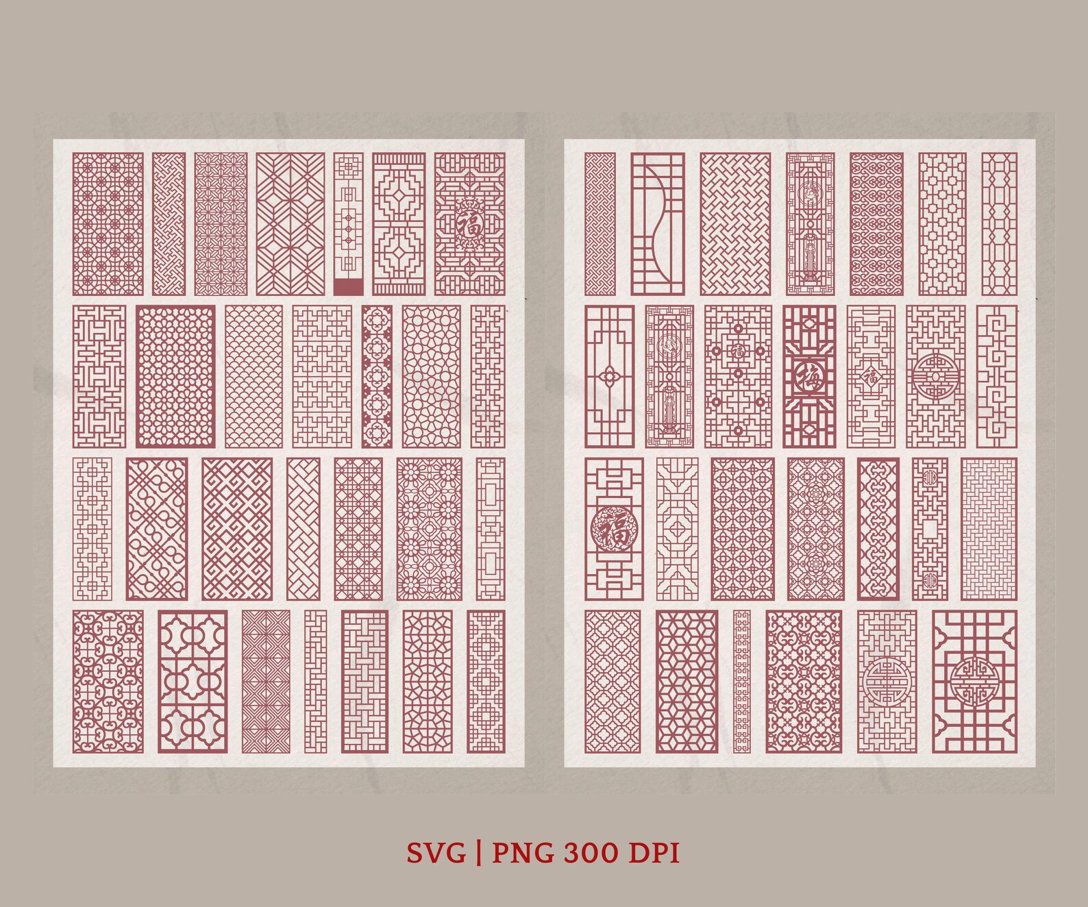 Chinese Lattice Window Patterns 350+ SVG PNG Digital Download for Laser ...