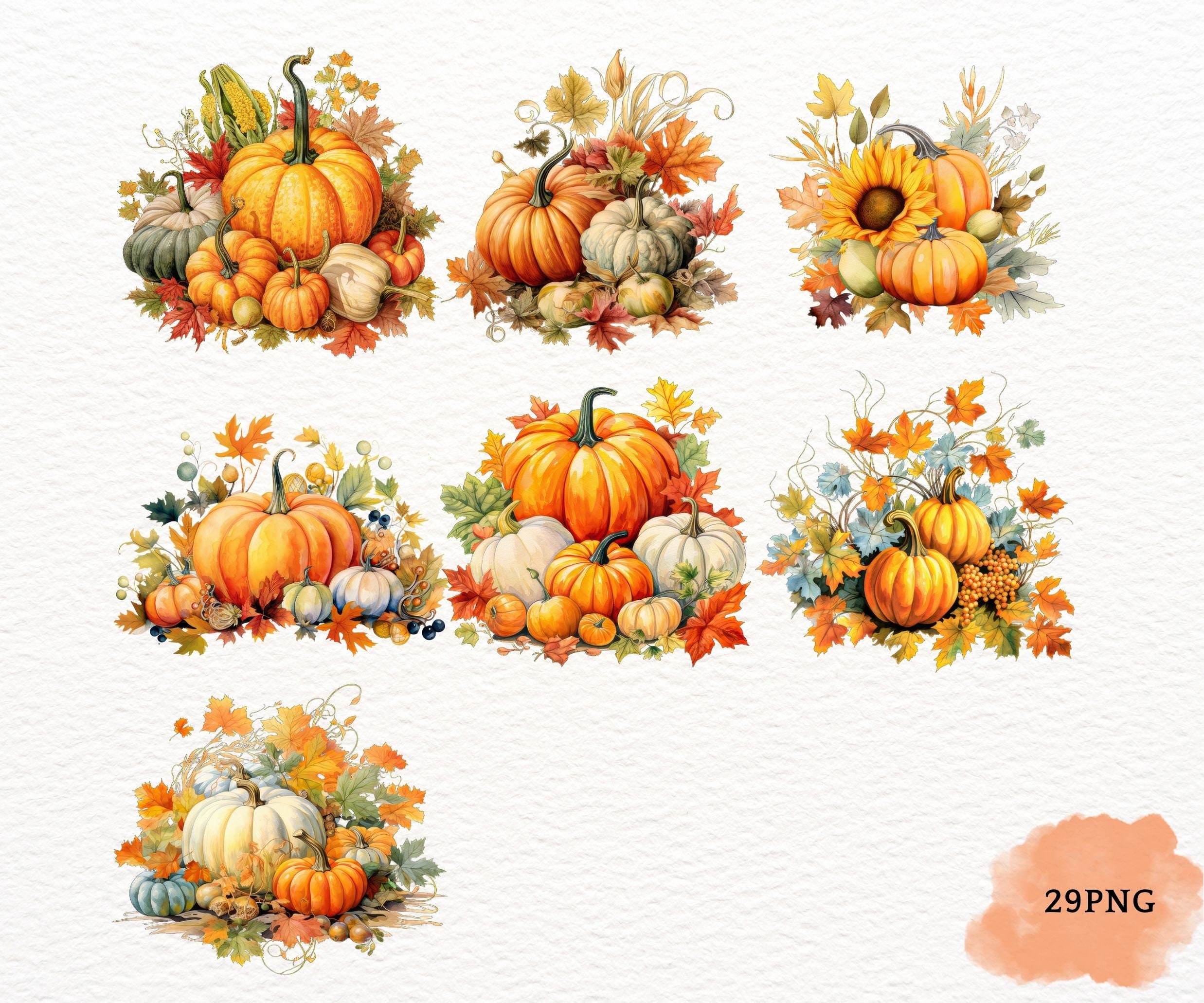 Watercolor Pumpkin Clipart Png, Fall Leaf, Vintage Halloween Frame ...