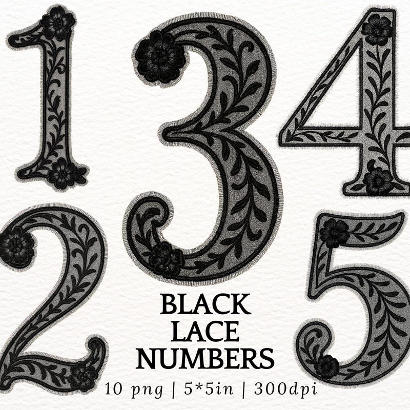 Black Laced Number Svg - Etsy