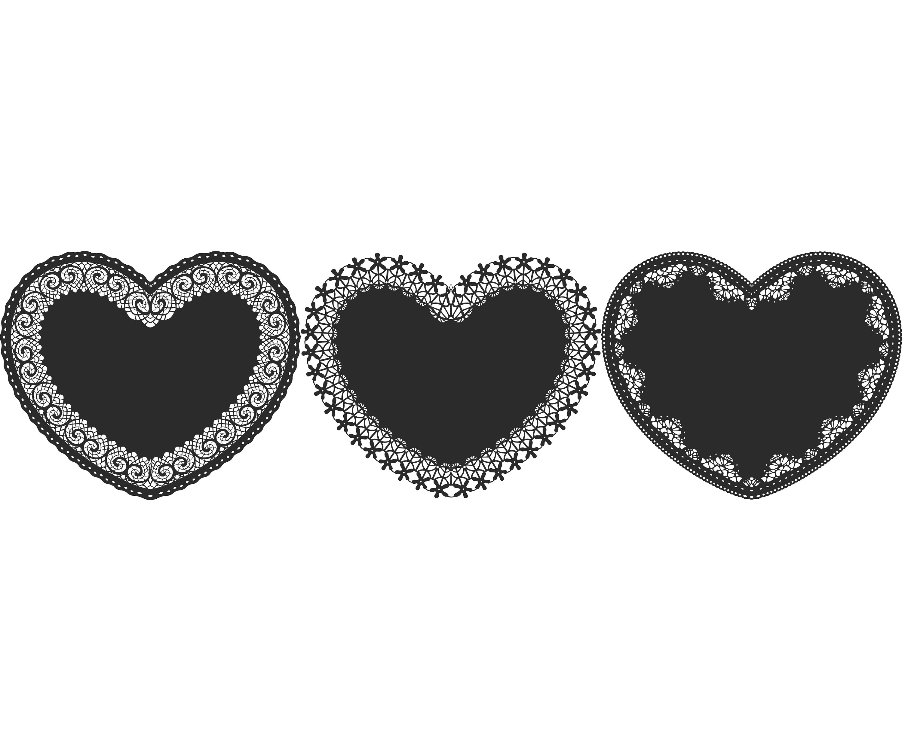 Floral Lace Heart Doily Svg-vol.3, Vintage Antique Decorative Heart ...