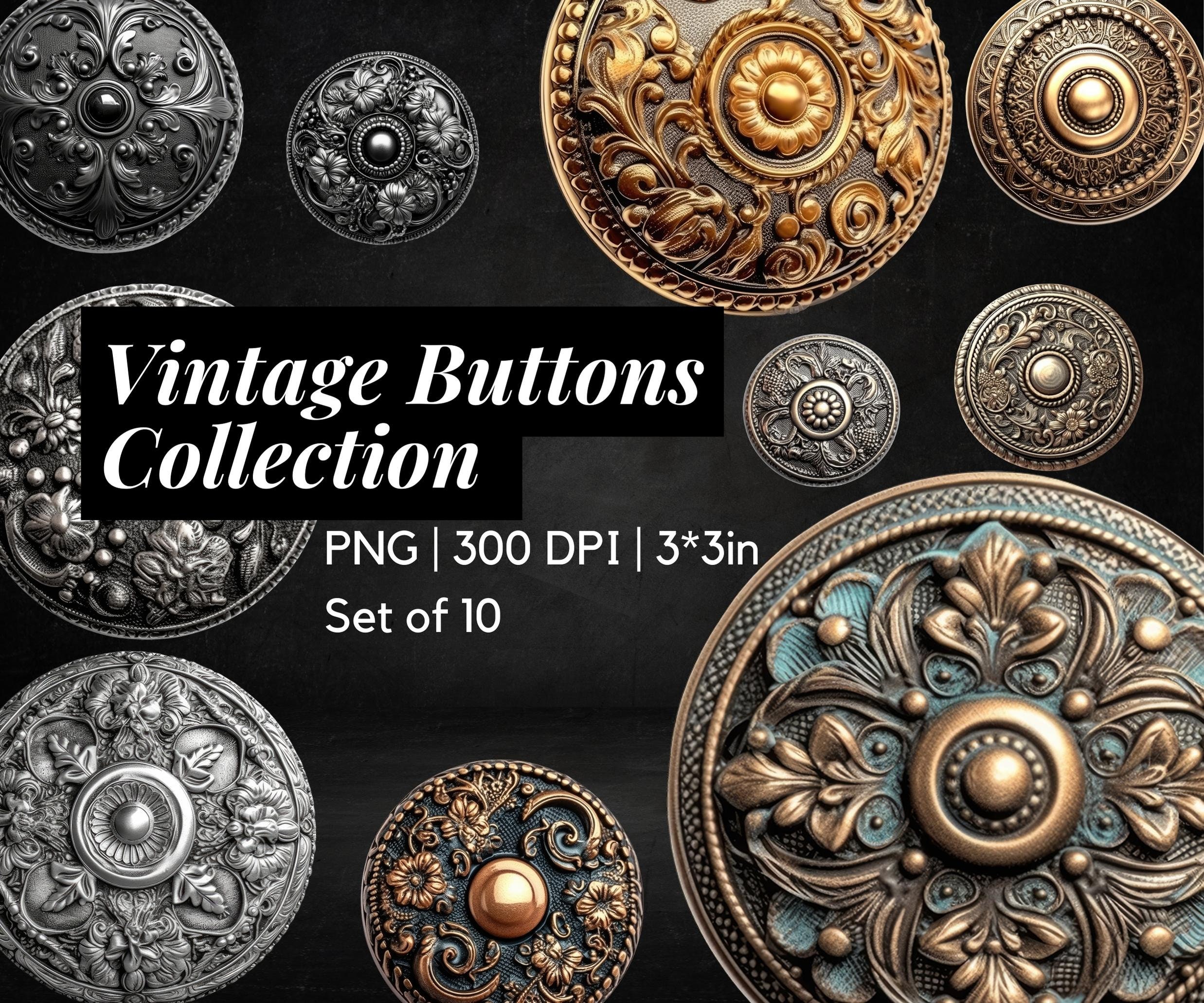 Vintage Victorian Metal Buttons Set of 10 Floral Pattern - Etsy