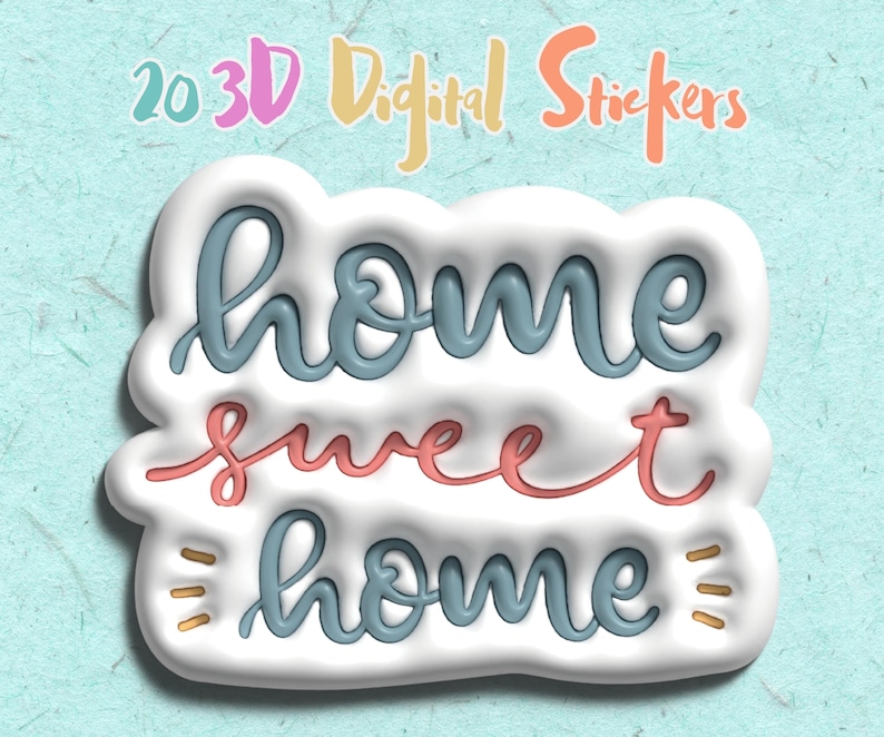 3D Inspirational Quotes Png Stickers for Digital Notebooks, 20 Colorful ...