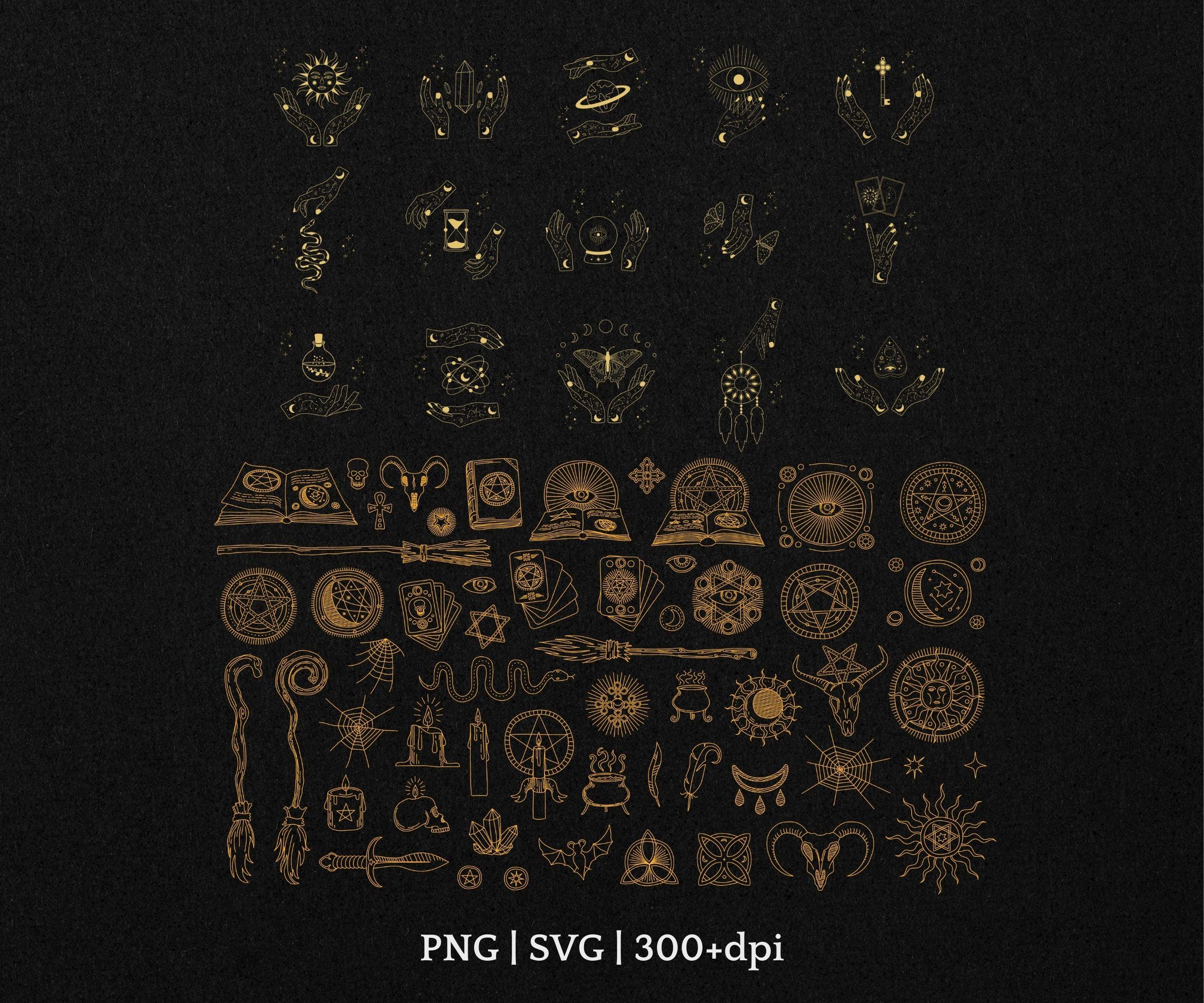 Mystic Occult Wiccan Symbols Clipart Bundle 420 Plus Designs SVG and ...