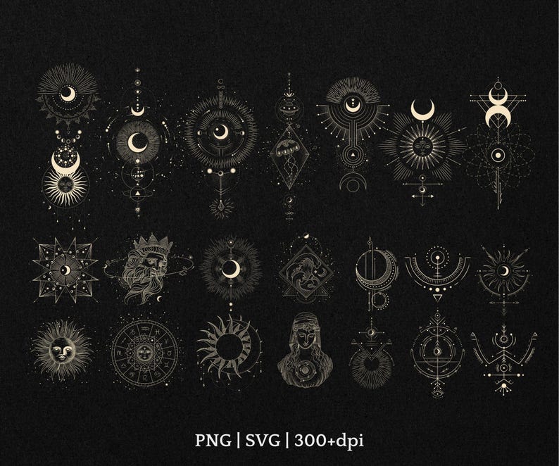 Mystic Occult Wiccan Symbols Clipart Bundle 420 Plus Designs SVG and ...