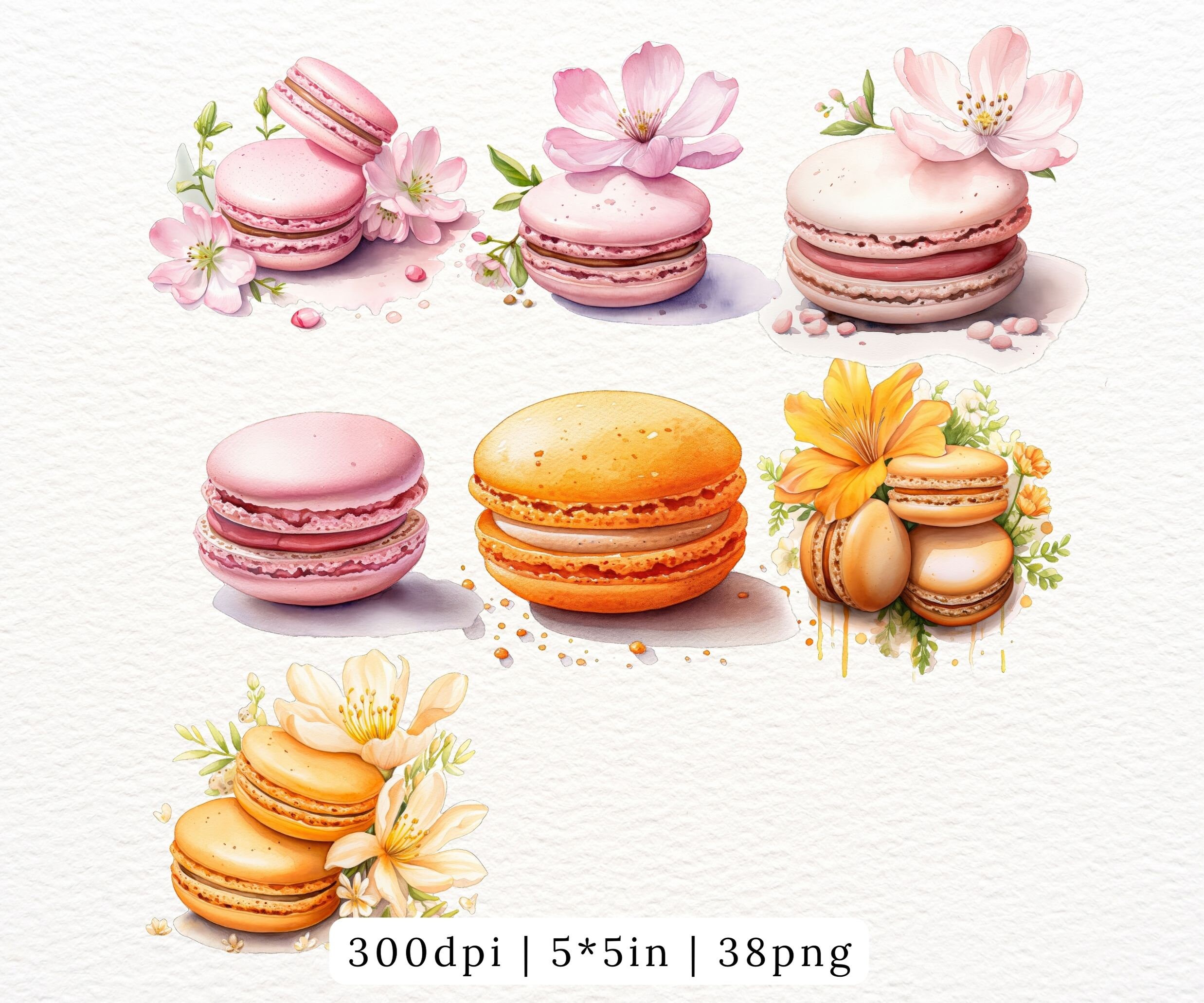 Watercolor French Macaron Clipart, Pastel Colors, Bakery Dessert With ...