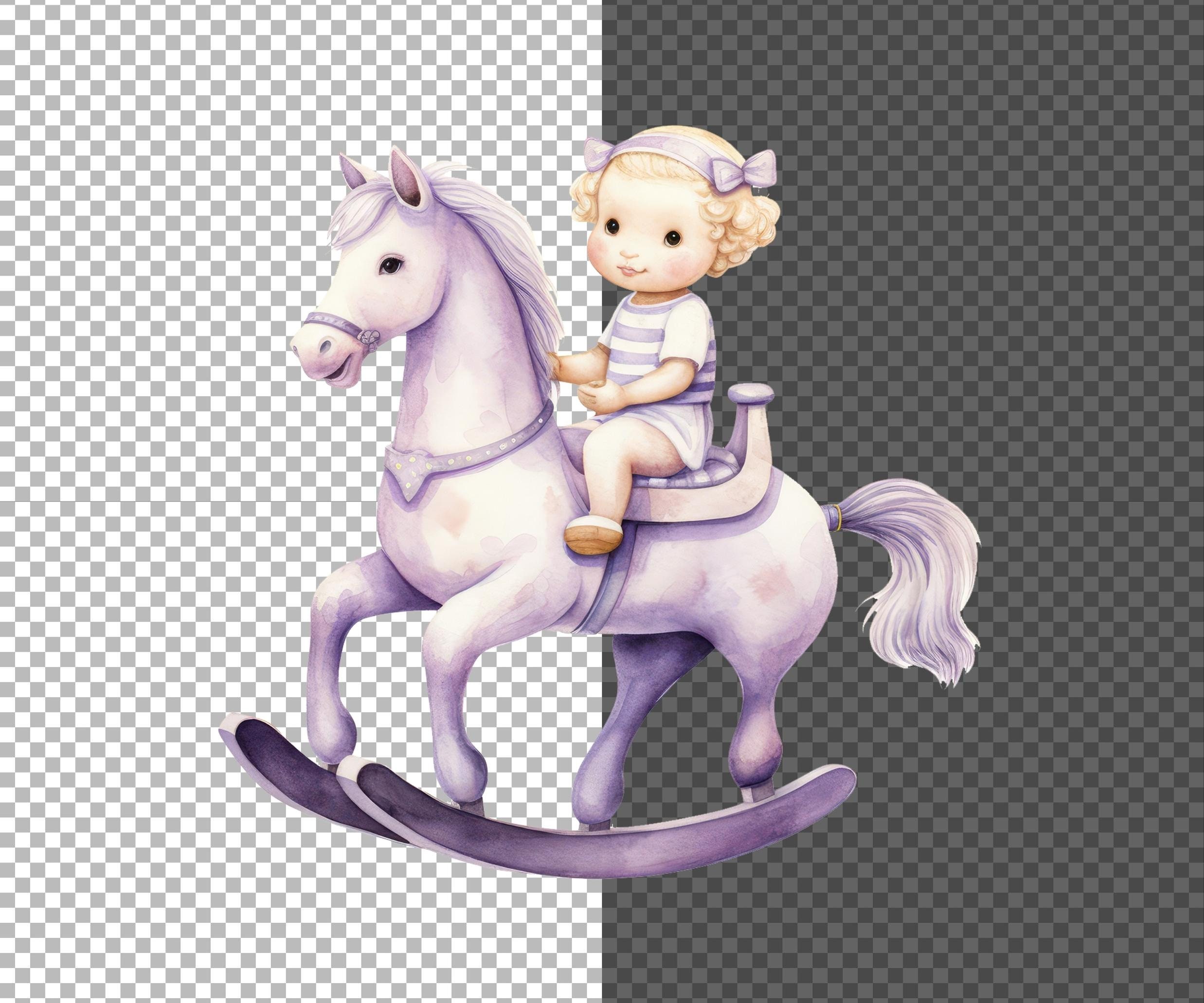 Rocking Horse Watercolor Clipart - Baby Shower, Pony Birthday Clipart ...