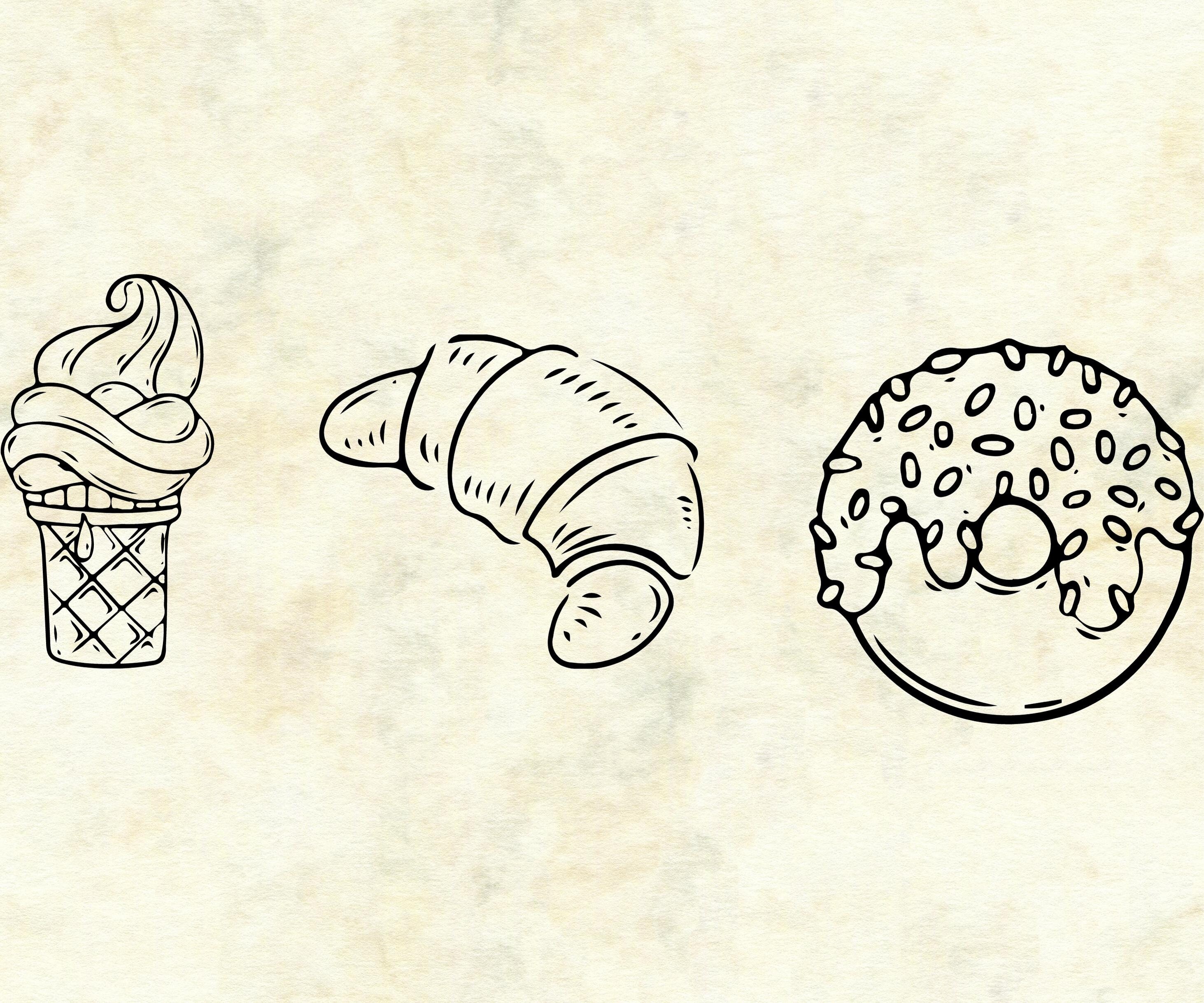 Food and Drinks SVG Vectors, Hand Drawn Food Svg Cut Files for Cricut ...