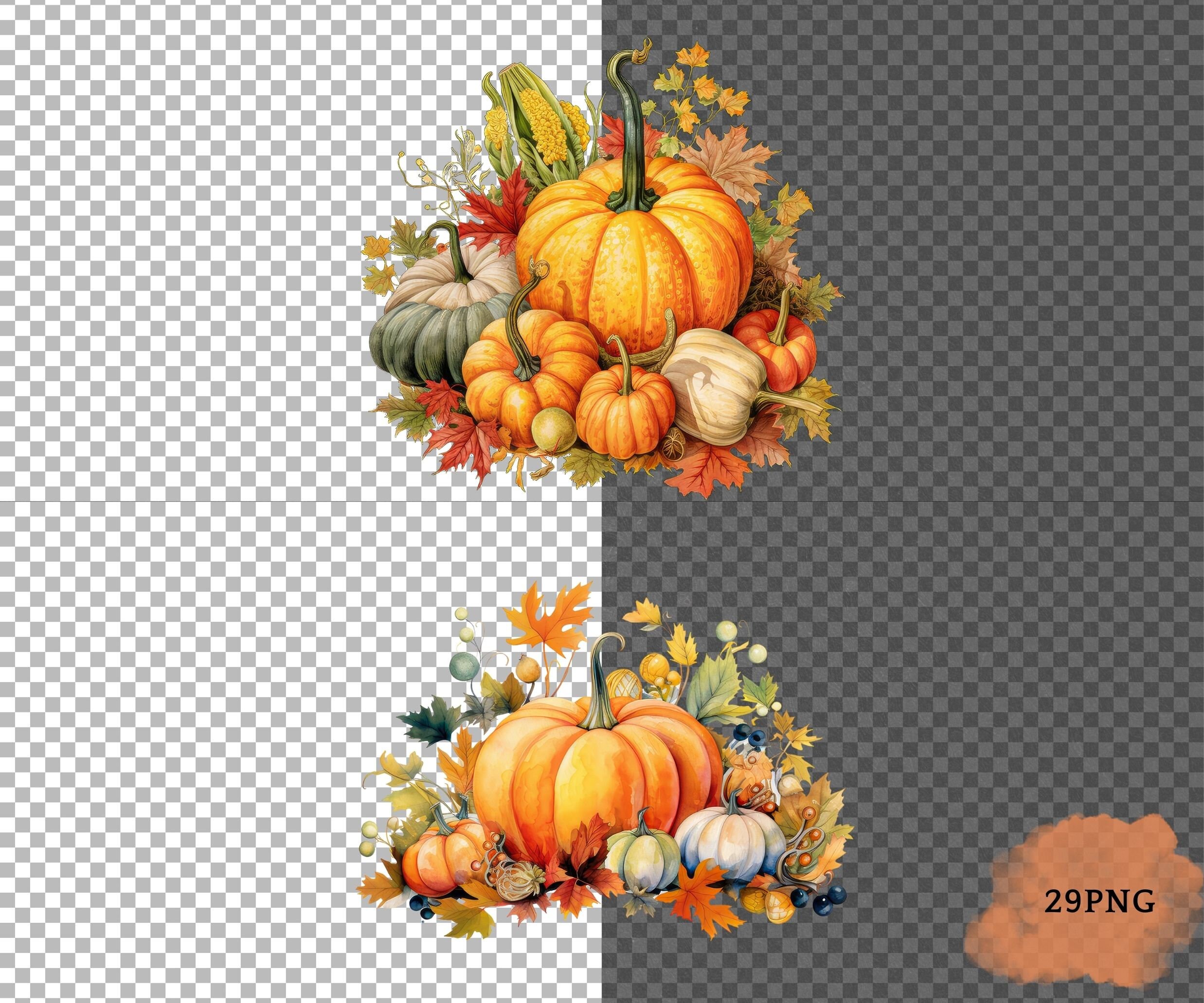 Watercolor Pumpkin Clipart Png, Fall Leaf, Vintage Halloween Frame ...