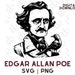 Edgar Allan Poe Svg, Cartoon Edgar Allan Poe Clipart Vector With Raven ...