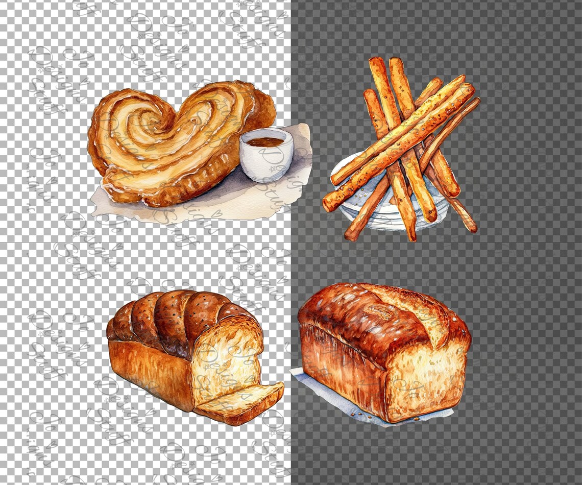 Bakery Food Clipart Collection Vintage Watercolor Pastry - Etsy