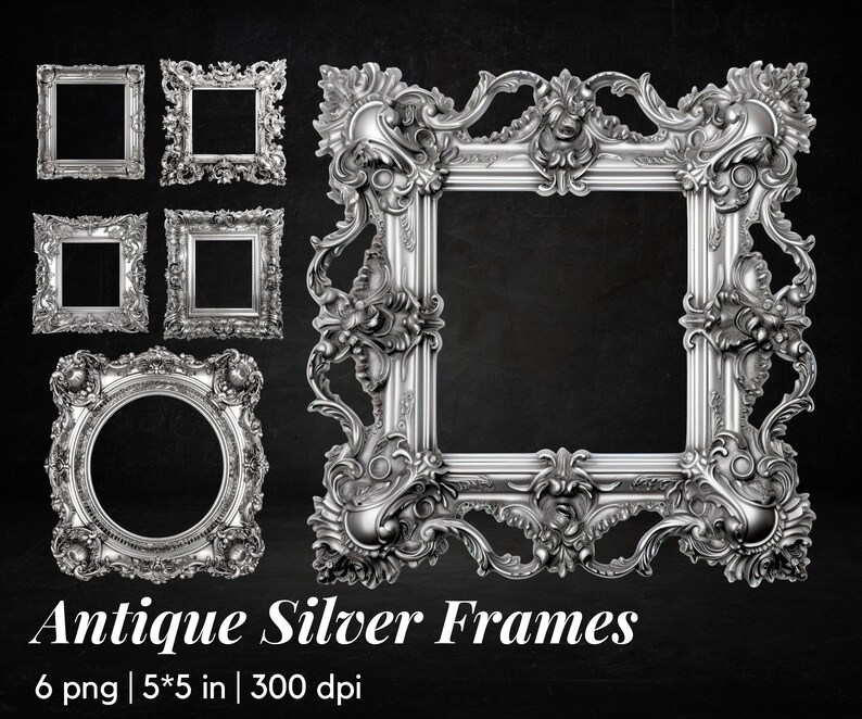 Antique Silver Frames Printable Digital Downloads Junk - Etsy