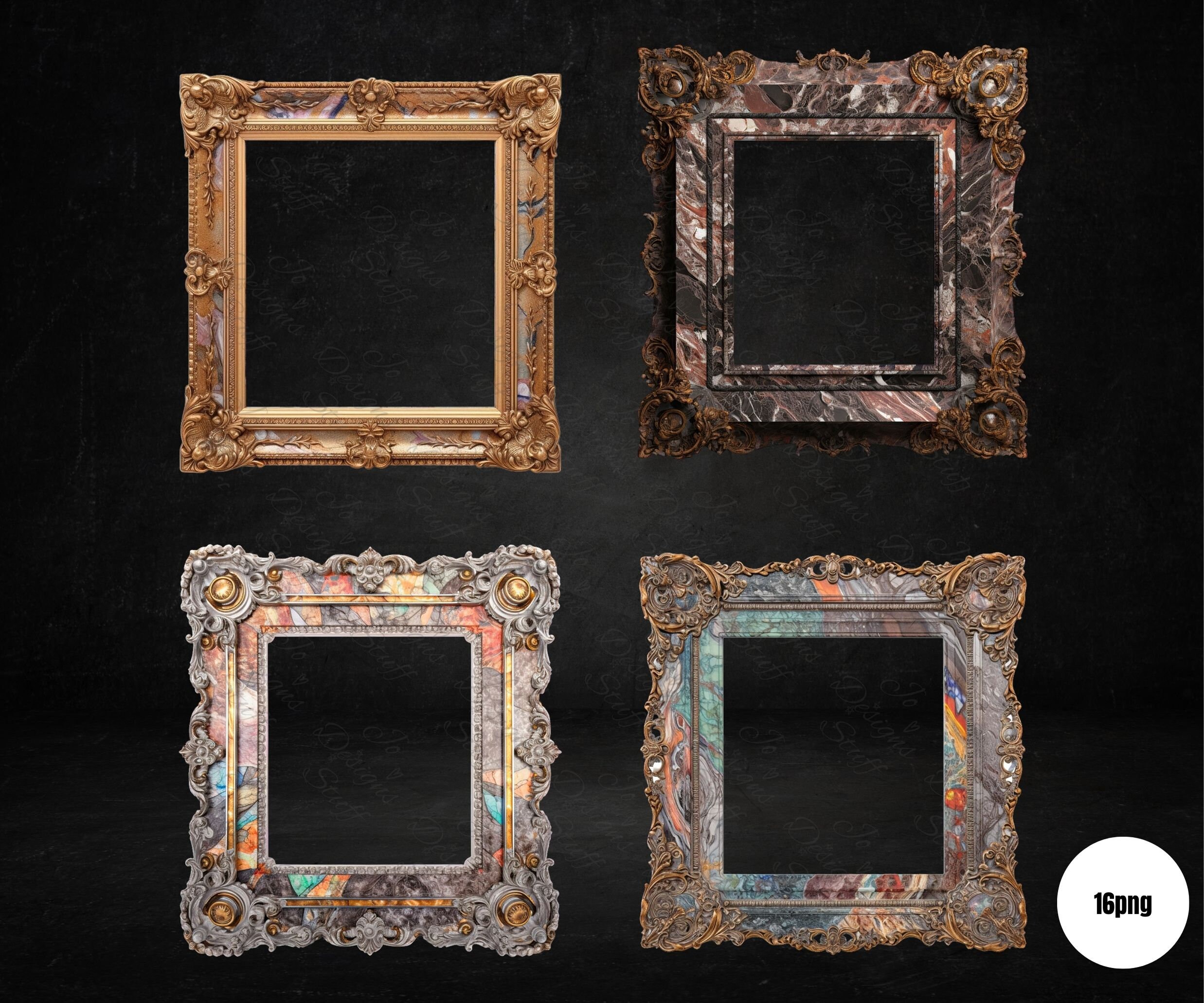 Marble Texture Frames Clipart - Printable Elegant Frames, Junk Journal ...
