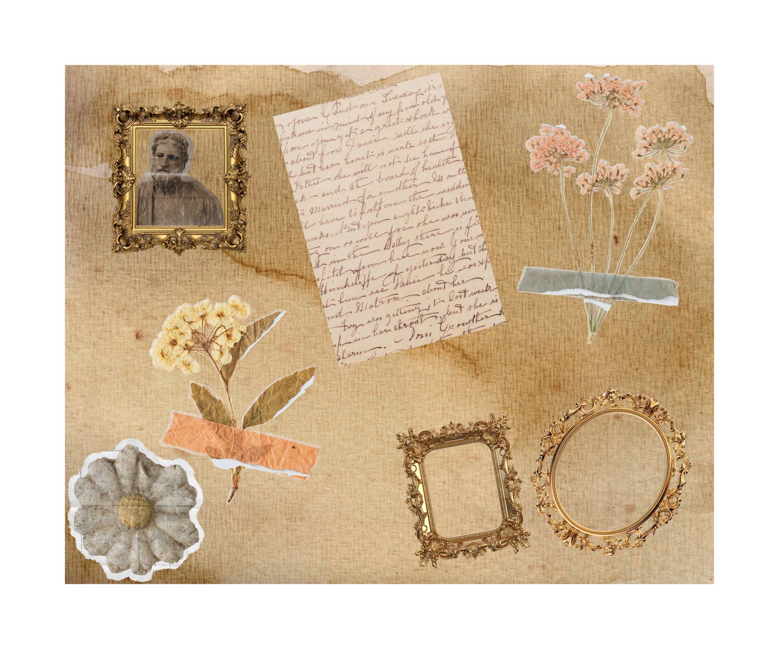 Antique Gold Frames Digital Downloads, Junk Journal, Scrapbook, Collage ...