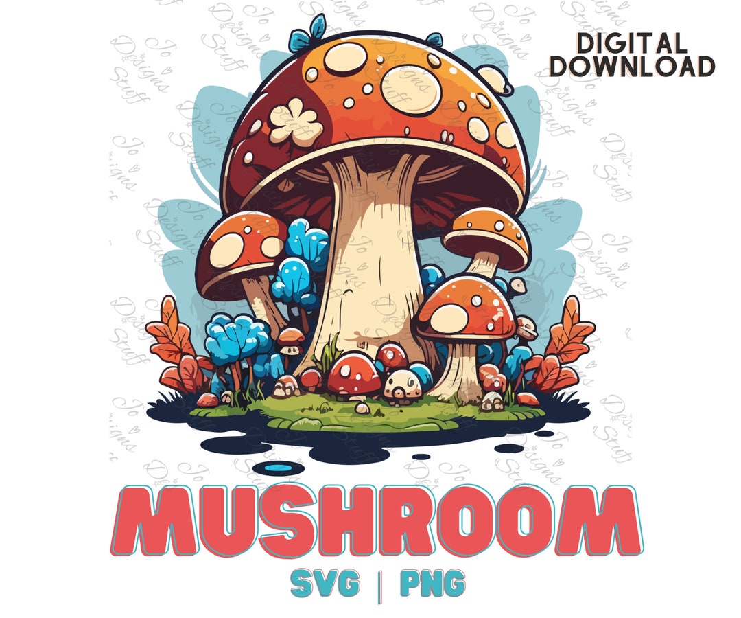 Mushroom Svg, Colorful Fungus Svg, Red Cartoon Mushroom Clipart Vector ...