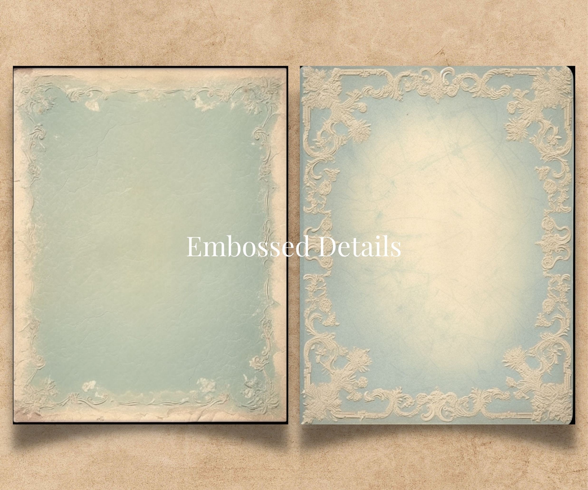 Embossed Junk Journal Paper Set of 12 blue Paper Texture - Etsy
